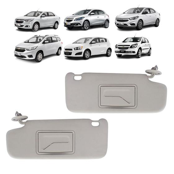 Par Quebra Sol Cinza com Caixa Espelho Chevrolet Cobalt Onix Prisma Spin Sonic Agile 2012 a 2021 ...