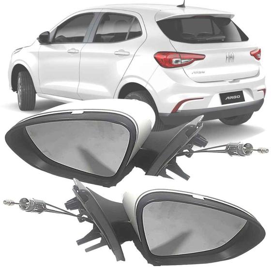 Par Retrovisor Fiat Argo Cronos 2017 2018 2019 2020 2021 2022 Manual com Capa Prata Preto Branco ...