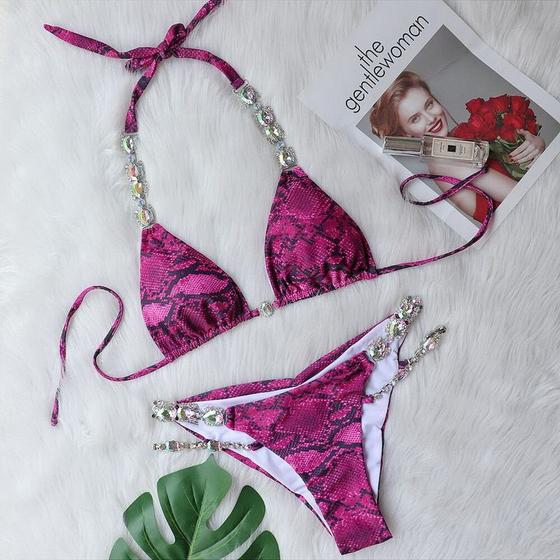 Para Praia Sexy Verão Strass Biquíni Brasileiro Push Up Banho Feminino