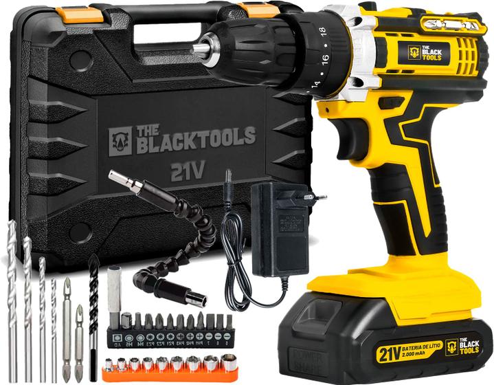 Parafusadeira Furadeira 21v Impacto + Maleta E Bateria - The Black ...