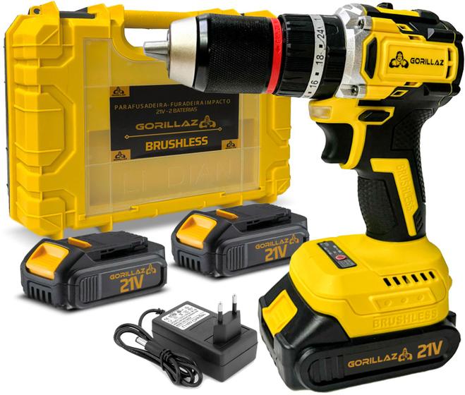 Parafusadeira Furadeira Impacto 1/2 21v Brushless 2 Baterias - Gorillaz ...