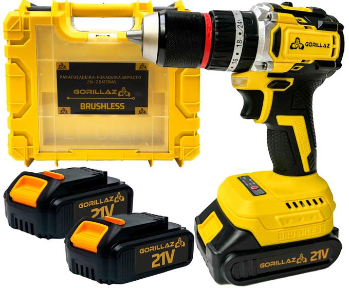 Parafusadeira Furadeira Impacto 21v Com Maleta E 2 Baterias - Gorillaz - Parafusadeira ...