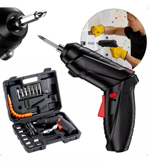 Parafusadeira Mini Eletrica Portatil Sem Fio Recarregavel Com Maleta 45 ...