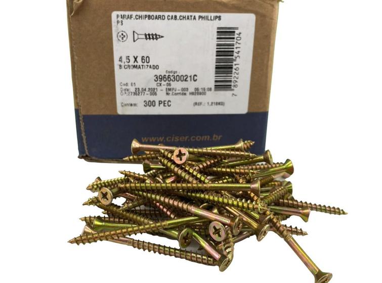 Parafuso Chipboard 4.5 X 60 Phillips P/ Madeira Caixa 300 Pç - ciser ...