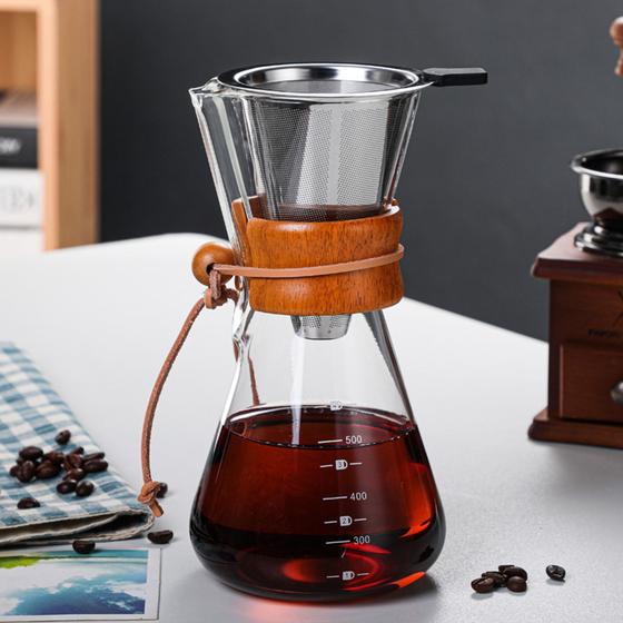 Passador De Café Vidro E Coador Tipo Chemex Gola Wood 600ml - 1 ...