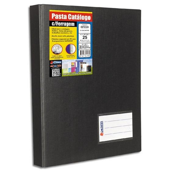 Pasta Catálogo Com Ferragem Ofício Preta Chies - Pasta Catálogo ...