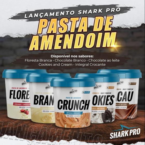 Pasta De Amendoim Com Whey Protein 400G SABOR Floresta Branca SHARK PRO ...