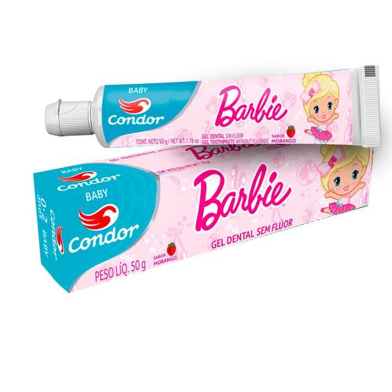 Pasta de Dente Barbie Condor Baby Sem Fluor Sabor Morango 50g - Todo ...