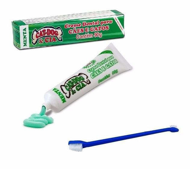 Pasta De Dente Cachorro Gato Menta com Escova Catdog Cia - Cat Dog ...