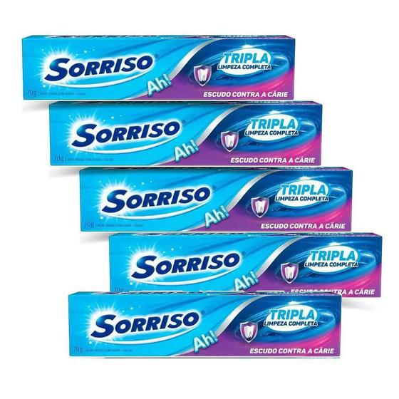 Pasta De Dente Sorriso Tripla Limpeza Completa 70G Kit 5 - Creme e Gel ...