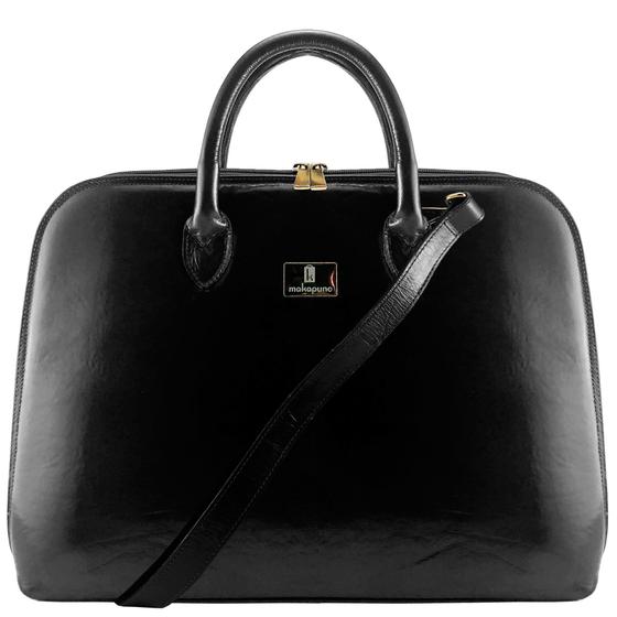 Pasta executiva feminina em couro preto liso para notebook de 14 15 16 ...