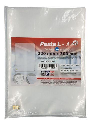 Pasta L Transparente A4 Para Guardar Papeis - Pacote 10 Und. - Dac ...