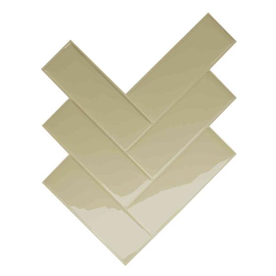 Pastilha Adesiva Resinada Espinha de Peixe Creme 25,5x23cm 3D Azulejo ...