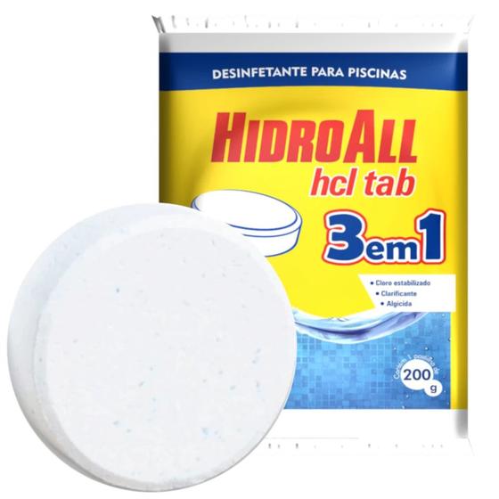 Pastilha de Cloro Estabilizado 200g 3 em 1 Hidroall - Cloro para ...