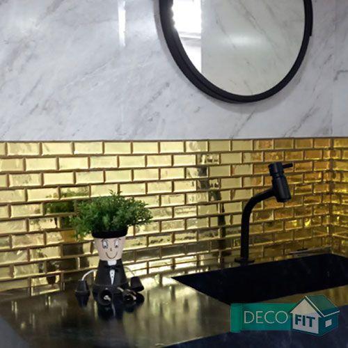 Pastilha Decorativa Resinada Chicle Cromado Ouro 24x26,5cm Tijolinho ...