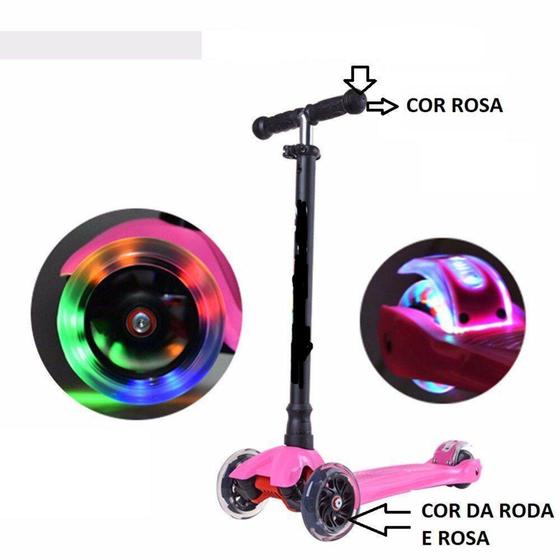Patinete Infantil Led 3 Rodas 40Kg Rosa - Scotter - Patinete Infantil 3 ...