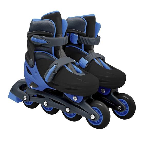 Patins In Line Le Preto e Azul Ajustável com Mochila 32 a 35 - Play&Fun ...