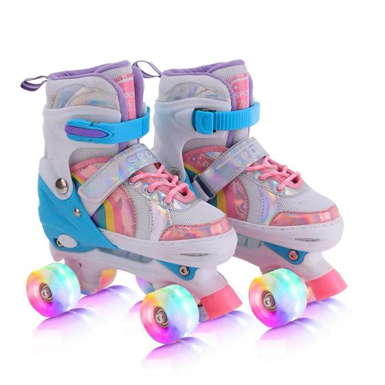 Patins Infantil 4 Rodas ARCO IRIS Com Luz De Led Top Patins Criança ...