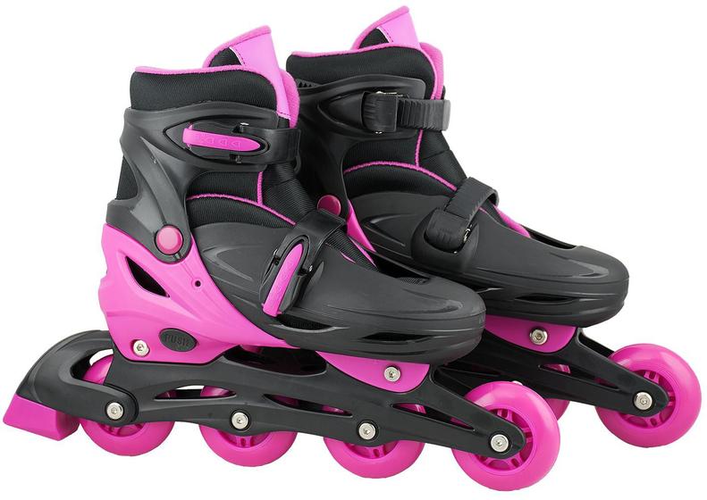 Patins Infantil 4 Rodas com Led In-line Preto e Rosa 36-39 - Bbr Toys ...