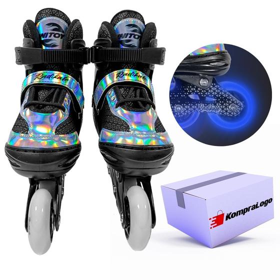 Patins Infantil 4 Rodas Criança Menino Azul Unitoys Led Luz - Patins 4 ...