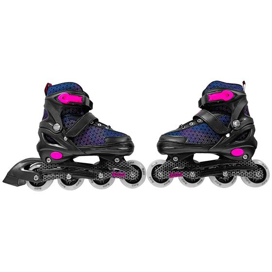 Patins Infantil 4 Rodas LED Radikale Laser Rosa Tamanho Ajustável 34 ao ...
