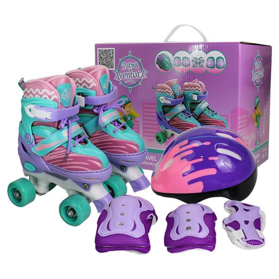 Patins Infantil Com Kit Completo de Proteção Ajustável 34-37 - UNITOYS ...