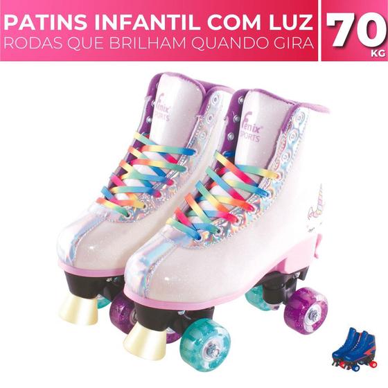Patins Infantil Quad Roller 4 Rodas Ajustável c/ Luzes Led - Fenix ...