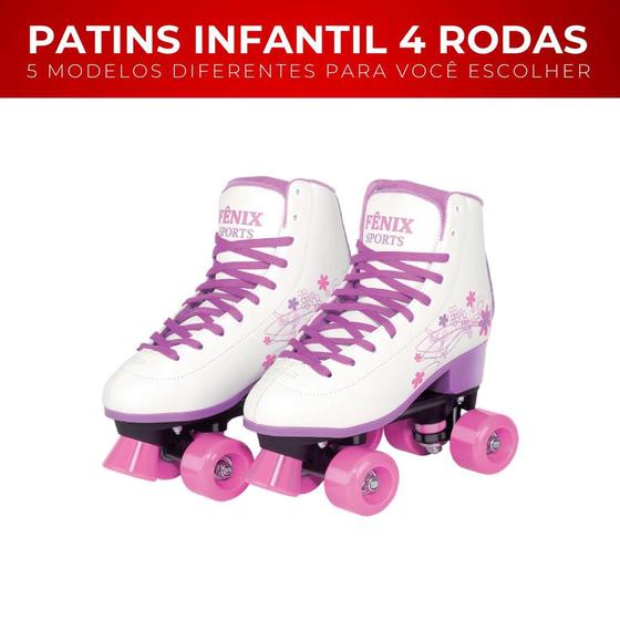 Patins Infantil Quad Roller Glitter 4 Rodas Ajustável 5 Cor - Fenix ...