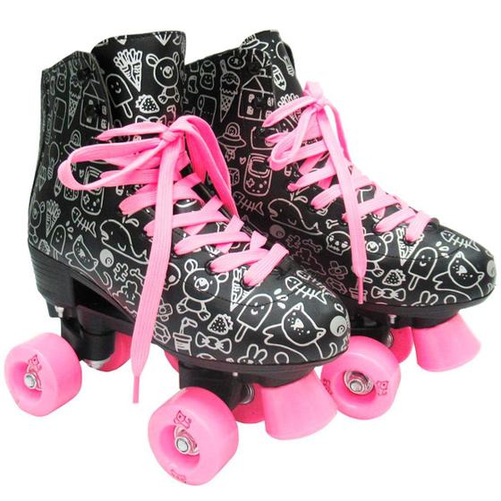 Patins Roller Estilo New Preto 4 Rodas Profissional Infantil - DM TOYS ...