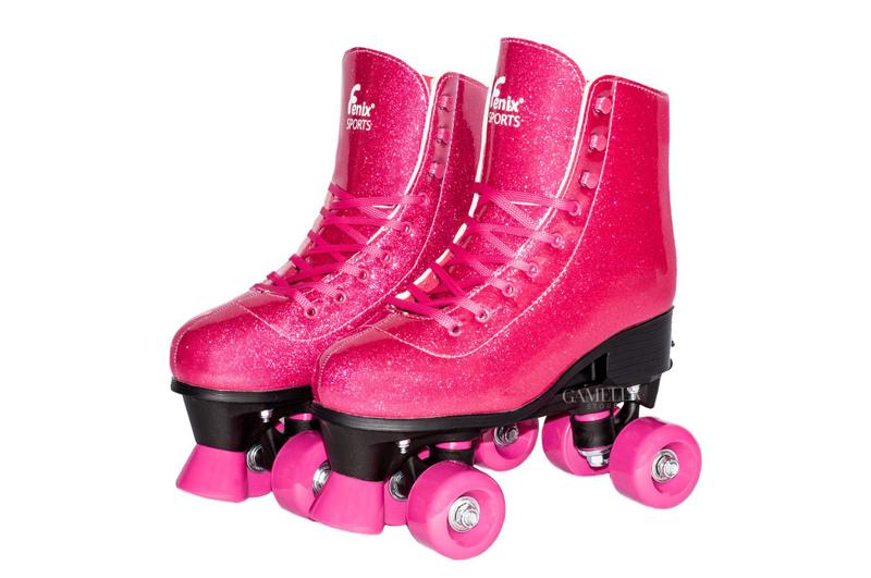 Patins Roller Infantil Adulto Ajustável 4 Rodas Rosa Glitter 39 ao 42 ...