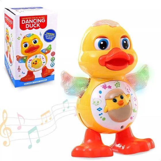 Pato Dançante Brinquedo Musical Anda Dança Mexe Com Luz e Som Duck ...