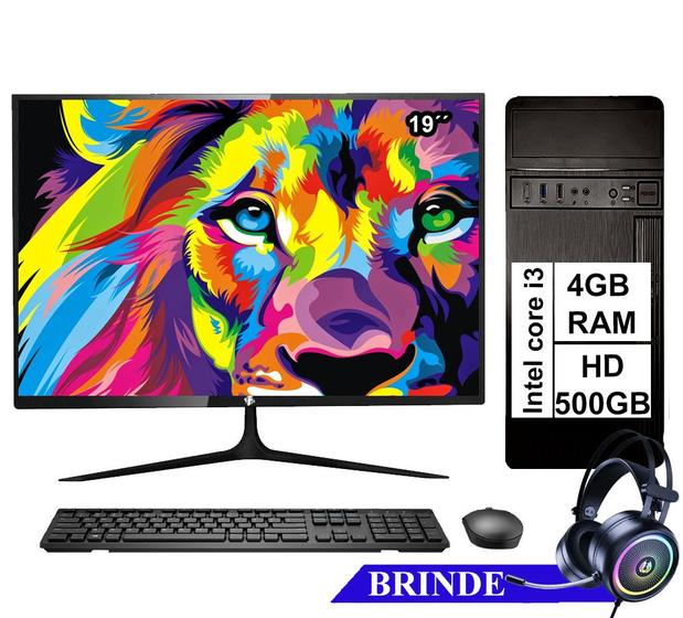 Pc Completo Intel Core I3 4gb Hd 500gb Monitor Led 19 Hdmi Teclado e ...