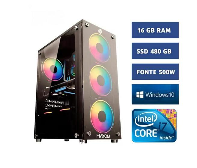 Pc Cpu Core I7 + 16gb + Ssd 480gb + Fonte 500w - adptador WI-FI Windows ...