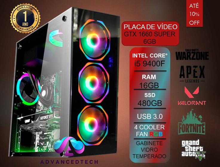 PC Gamer ADVANCEDTECH Intel Core i5 9400F (9ª geração) RAM 16GB DDR4 ...