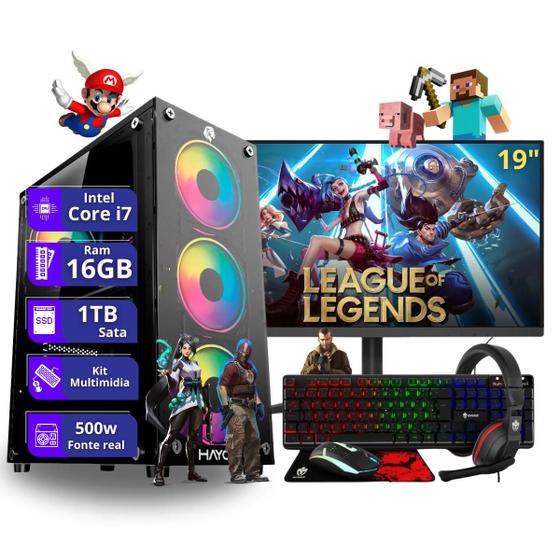 PC Gamer Completo Core i7 4ª Geração 16gb 1tb ssd sata Monitor de 19 ...