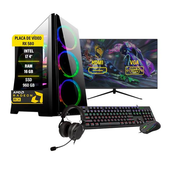 Pc gamer Completo I7 16GB RX 580 SSD 960GB monitor 27'' - AMORIM SHOP ...