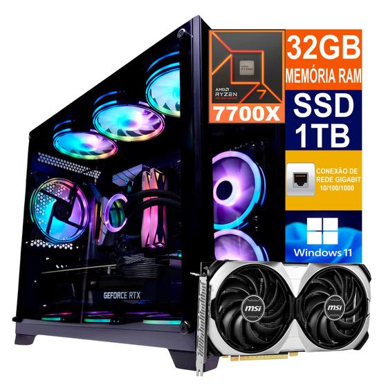 Pc Gamer Cpu Ryzen 7 7700x / Ssd 2tb M.2 Nvme, 32gb Memória Ram Ddr5 ...