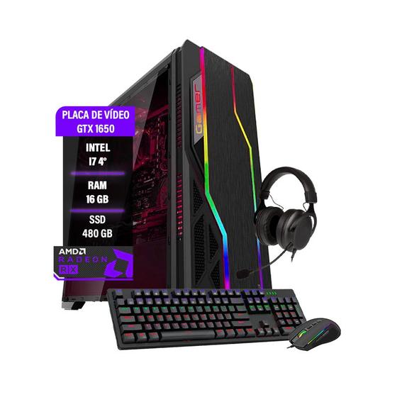 Pc gamer I7 4º geração GTX 1650 4GB 16GB RAM SSD 480GB Fonte - THARGON ...