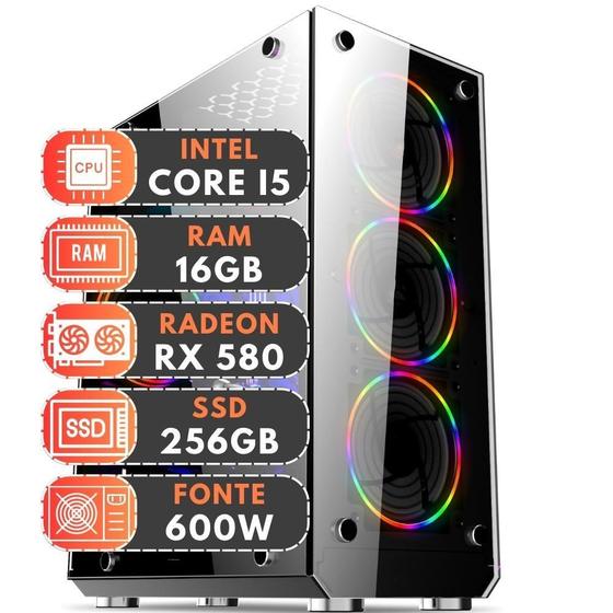 PC Gamer Intel Core i5 3ª Geração 16GB RAM Radeon RX 580 8GB SSD 256GB ...