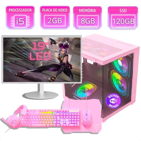 Pc Gamer Kit Computador Rosa Combo Completo Intel Core I5 8gb Ssd 120gb ...