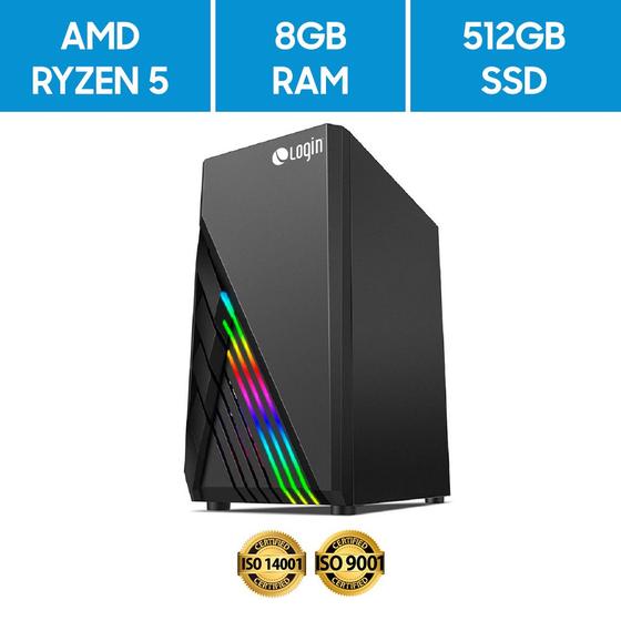 PC Gamer Login AMD Ryzen 5 5600G SSD 512Gb 8Gb Linux - PC Gamer Completo - Magazine Luiza