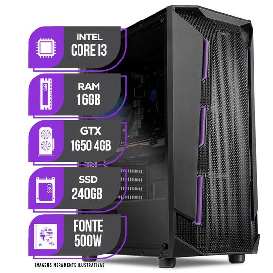 PC Gamer Mancer, Intel I3 10100F, GTX 1650 4GB, 16GB DDR4, SSD 240GB, Fonte 500W 80 Plus ...