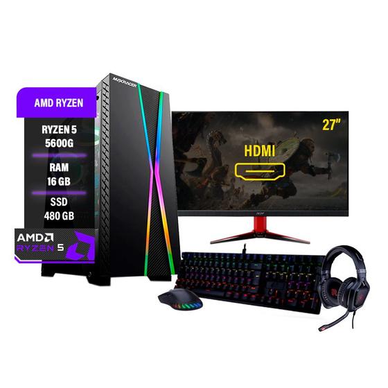 Pc gamer Ryzen 5 5600G 16GB RAM DDR4 SSD 480GB Monitor 27'' - AMORIM ...