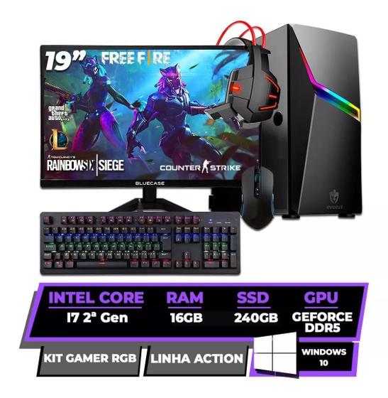 Pc Gamer Streamer 2023 I7 16gb GTX Geforce 2gb Ssd Monitor + Kit Gamer ...