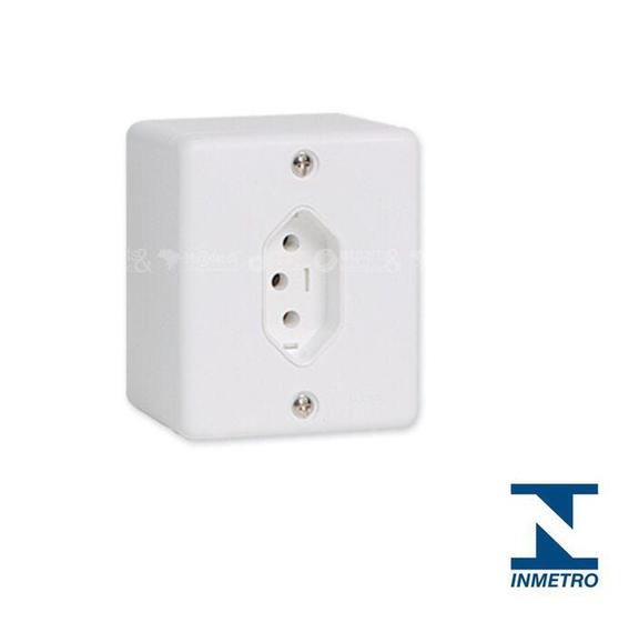 Pct 04 Tomada Elétrica Quadrada de Sobrepor 10a 3 Pinos Com Caixa Pvc ...