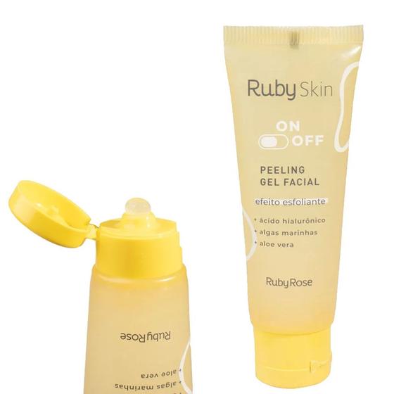 Peeling Gel Facial Ruby Skin ON OFF 100g Esfoliante Ácido Hialurônico Algas Marinhas Aloe Vera ...