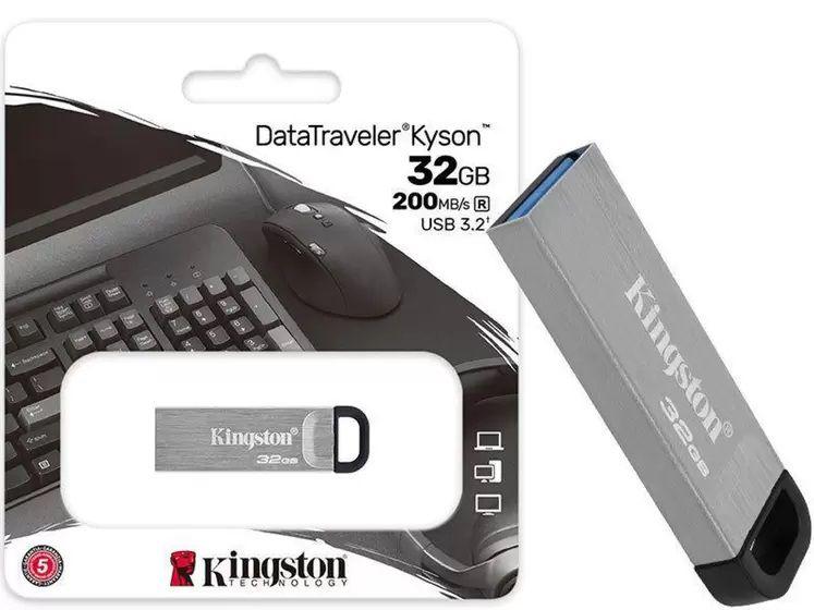 Pen Drive 32gb Usb 3.2 200mb/s Kyson Dtkn Metal - Kingston - Pen Drive - Magazine Luiza