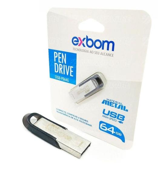 Pen drive 64gb Em Metal Compacto Exbom Stgd-pd64g - Pen Drive ...