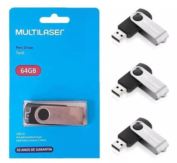 Pen Drive Twist 64gb Usb Multilaser - Pen Drive - Magazine Luiza