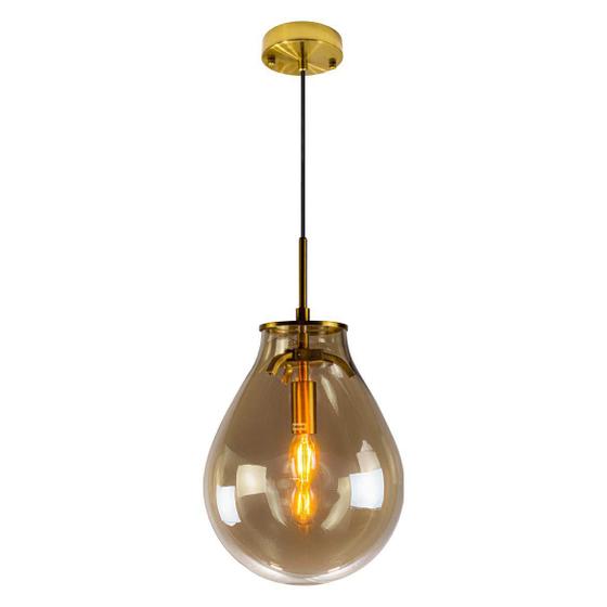 Pendente Caju Bronze Cúpula Vidro Conhaque 23x30cm Bella RZ001ES ST1882 ...